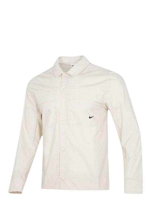 NIKE men's nike solid color woven long sleeves autumn white shirt
